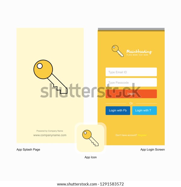 Company Key Splash Screen Login Page Stock Vector (Royalty Free ...