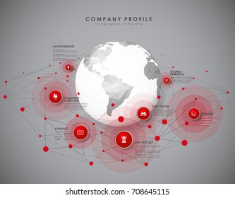 Company Profile Overview Template Red Circles Stock Vector (Royalty ...