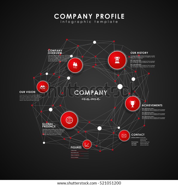 Vektor Stok Company Profile Overview Template Red Circles (Tanpa ...