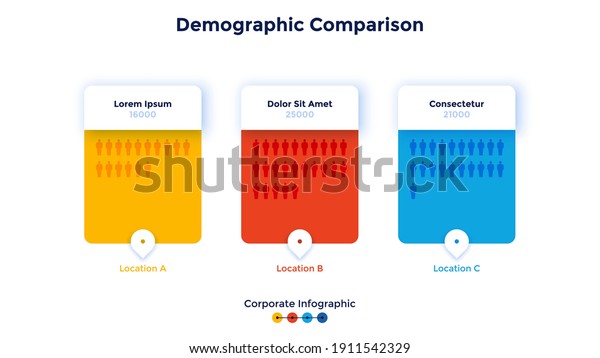 Comparison Diagram 3 Cards Human Figures Stock Vector (Royalty Free ...