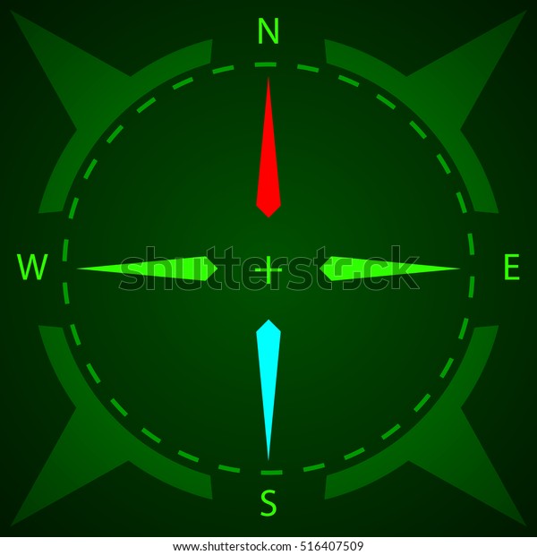 Compass Display Compass Illumination Game Design Stock Vector (Royalty ...