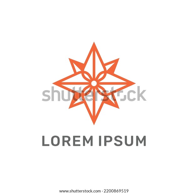 Compass Flower Logo Design Vector Icon Stock Vector (Royalty Free ...