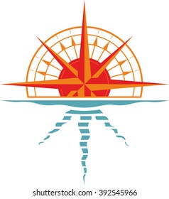 Compass Form Sun Reflection Sea On Stock Vector (Royalty Free ...