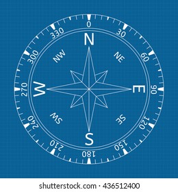 Compass Icon On Blueprint Background Vector Stock Vector (Royalty Free ...