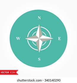 Compass Icon On Green Background Vector Stock Vector (Royalty Free ...