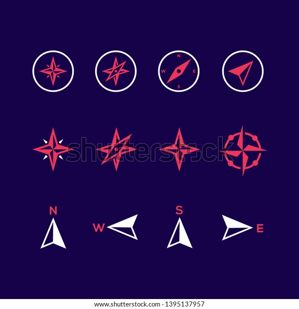 Compass Icons On Purple Background Vector Stock Vector (Royalty Free ...