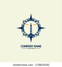 Compass Lighthouse Logo Design Template Stock Vector (Royalty Free ...