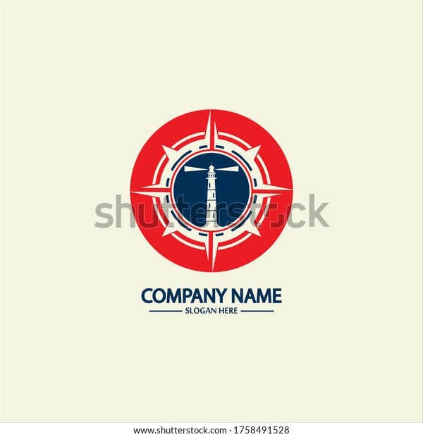 Compass Lighthouse Logo Design Template Stock Vector (Royalty Free ...