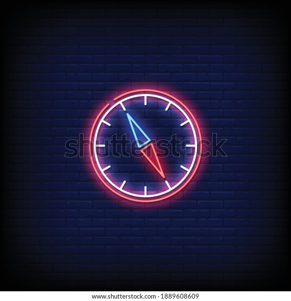Compass Neon Signs Style Text Vector Stock Vector (Royalty Free ...
