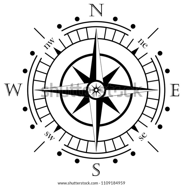 Compass Rose Marine Nautical Navigation Geographic Stock Vector ...