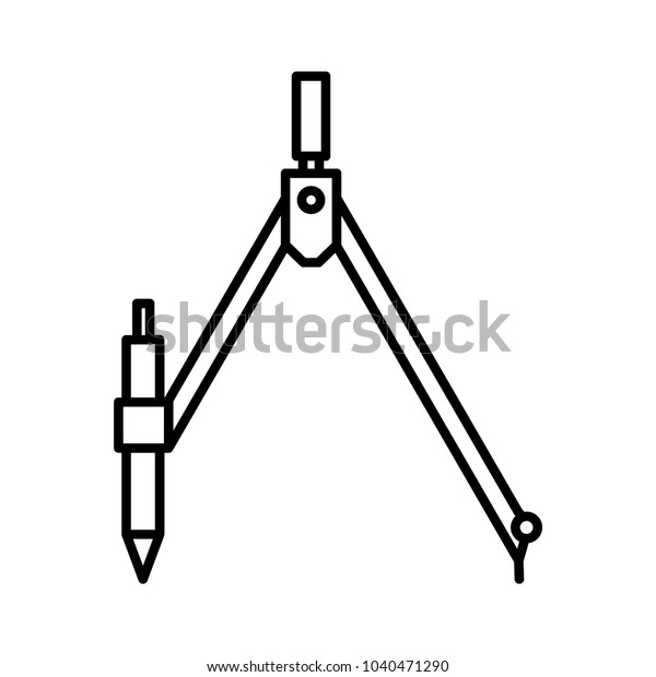 Compass Ruler Tool Education Line Art Stock Vector Royalty Free 1040471290 Shutterstock