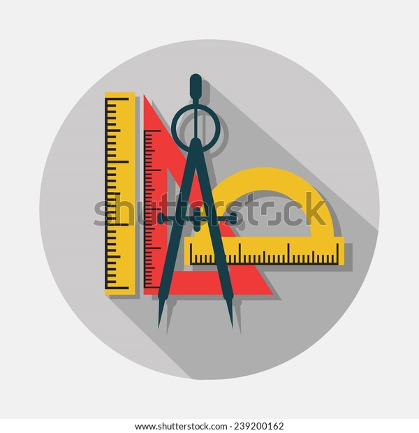 Compass Rulers Icons Long Shadow On Stock Vector (Royalty Free ...