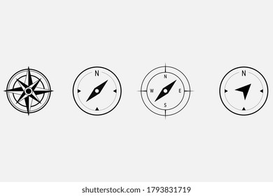 Compass Set Simple Illustration Black White Stock Vector (Royalty Free ...