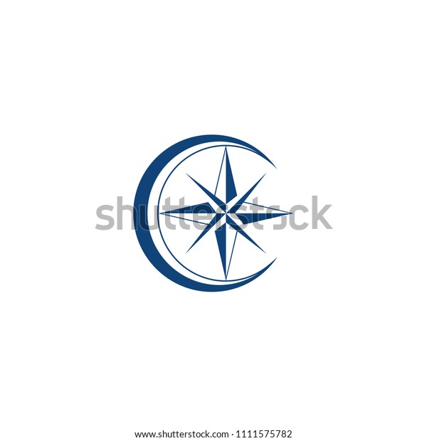 Compass Star Crescent Moon Logo Vector Stock Vector (Royalty Free ...