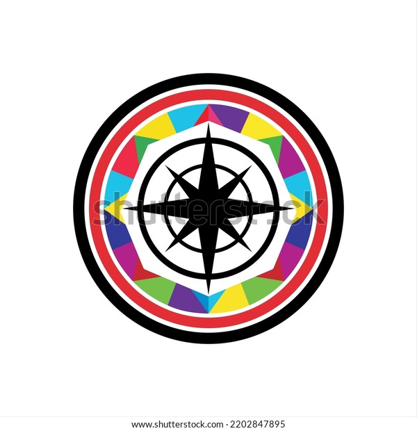 Compass Star Symbol On Rainbow Colored Stock Vector (Royalty Free ...