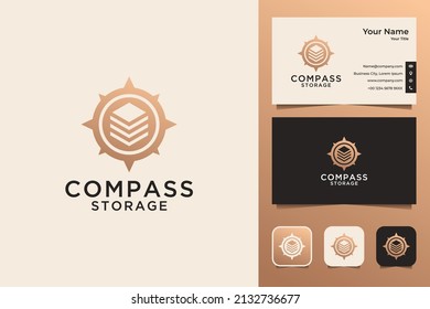 Compass Storage Logo Design Business Card Stock Vector (Royalty Free ...
