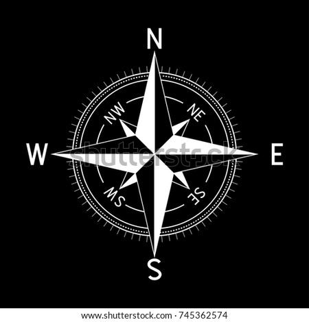 Compass Vector Illustration On Black Background Stock Vector (Royalty ...