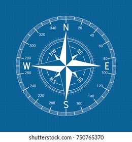 Compass Blueprint Vector Illustration Stock Vector (Royalty Free ...