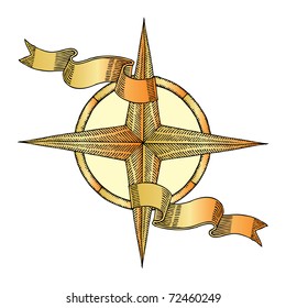 Compass Wind Rose Gold Drawing Stock Vector (Royalty Free) 72460249 ...