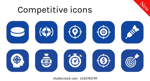 Competitive Icon Set 10 Filled Competitive Stock Vector (Royalty Free ...