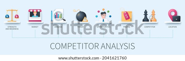 Competitor Analysis Banner Icons Strength Weakness Stock Vector ...