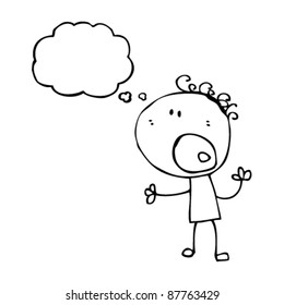 Complaining Doodle Cartoon Boy Stock Vector (Royalty Free) 87842302