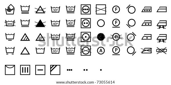 Complete International Laundry Symbols Collection Stock Vector (Royalty ...