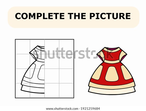 Complete Picture Coloring Book Educational Game Stock Vector (Royalty ...