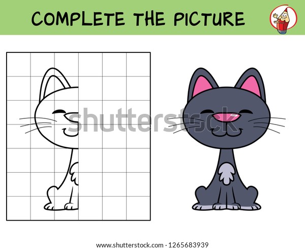 Complete Picture Funny Cat Copy Picture Stock Vector (Royalty Free ...