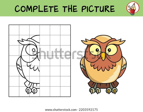 Complete Picture Owl Copy Picture Coloring Stock Vector (Royalty Free ...