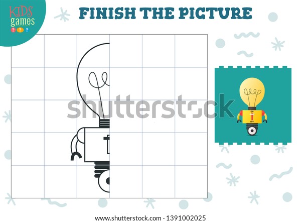 Complete Picture Vector Illustration Finish Coloring Stock Vector ...