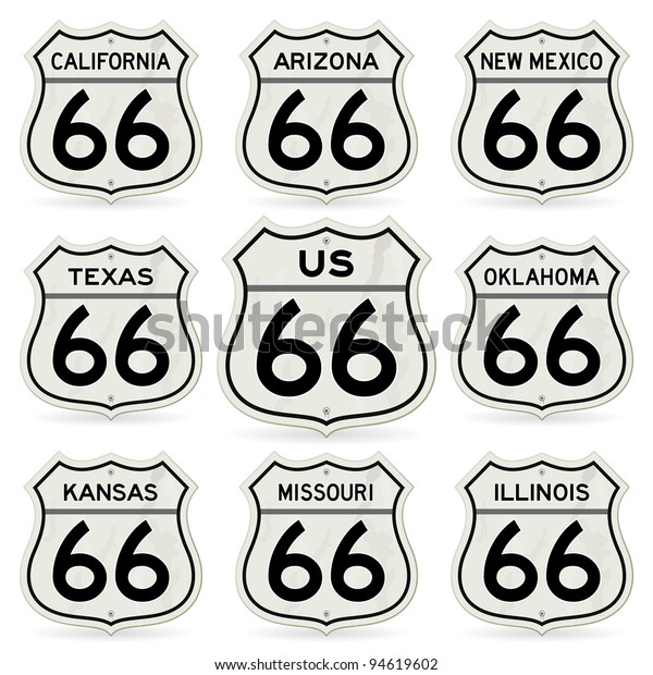 Recopilación completa de signos de ruta 66