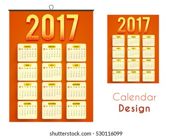 Complete Set 12 Months 2017 Calendar Stock Vector (Royalty Free ...
