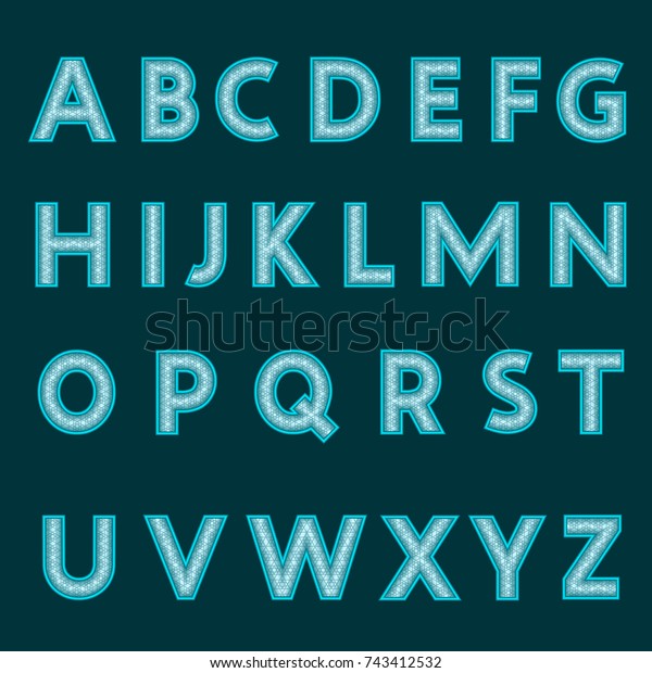 Complete Set Cyan Letters Relief Surface Stock Vector (Royalty Free ...