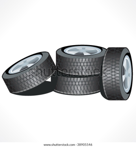Complete Set Wheels Tyres Disks Vector Stock Vector (Royalty Free ...