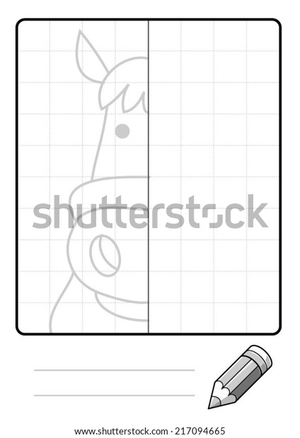 Complete Symmetrical Drawing Horse Single Page 스톡 벡터(로열티 프리) 217094665 ...