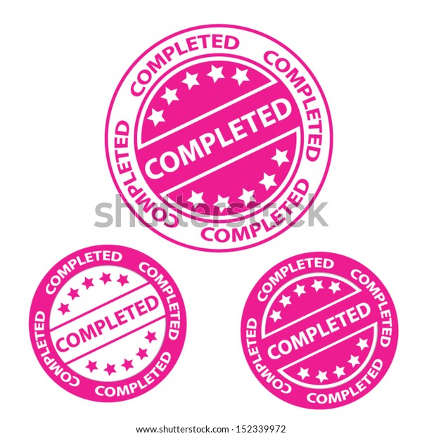 Completed Pink Sticker Tag Label Signstamp Stock Vector (Royalty Free ...