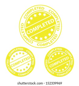 Completed Yellow Sticker Tag Label Signstamp Stock Vector (Royalty Free ...