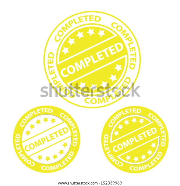 Completed Yellow Sticker Tag Label Signstamp Stock Vector (Royalty Free ...