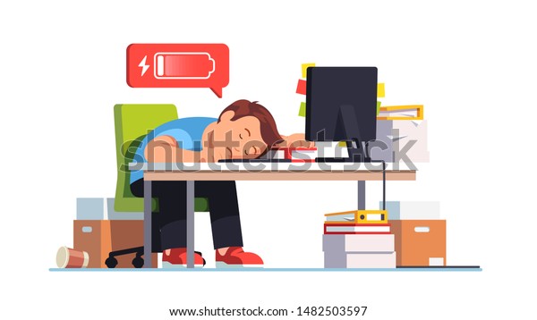 Completely Exhausted Overworked Sad Frustrated Worker Stock Vector ...