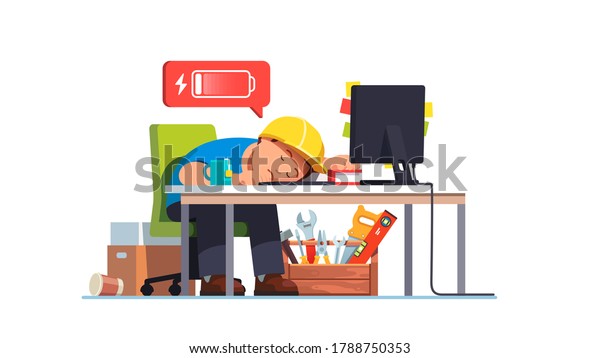 Completely Exhausted Overworked Sad Frustrated Contractor Stock Vector ...