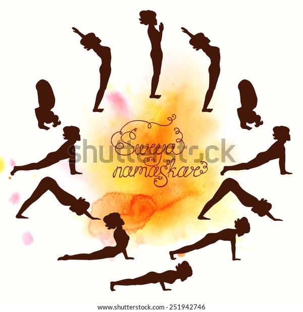 Complex Asanas Surya Namaskar Hatha Yoga Stock Vector (Royalty Free ...