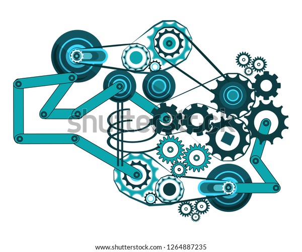 Complex Mechanism Consisting Gears Belt Crank Stock Vector (Royalty ...