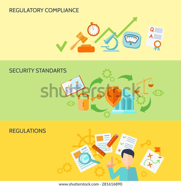 Compliance Banner Set Security Standarts Regulations Stock Vector ...