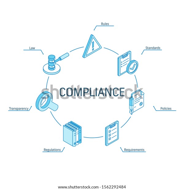 Compliance Isometric Concept Connected Line 3d Stock Vector (Royalty ...