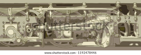 Complicated Machine Drawn Industrial Style Front Stock Vector (Royalty ...