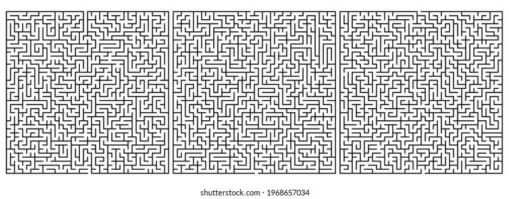 Complicated Square Labyrinths Isolated On White Stock Vector (Royalty ...