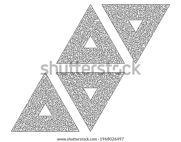 Complicated Triangle Labyrinths Maze Puzzle Isolated Stock Vector ...