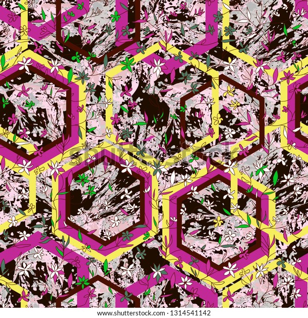 Composite Geometric Floral Vector Seamless Pattern Stock Vector ...