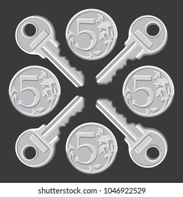 Composition Russian Keys Coins Stock Vector (Royalty Free) 1046922529 ...